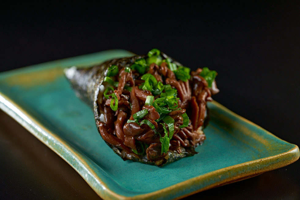 3 opções de temaki vegano servidos no Djapa - Rodízio Japonês